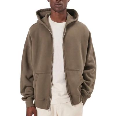 China OEM Custom logo Men's Hoodies Knitted Reversible Zip up Sweatshirts 100% Combed Cotton French Terry Zipper Blank Plain Hoodie for sale
