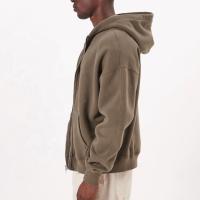 China OEM Custom logo Men's Hoodies Knitted Reversible Zip up Sweatshirts 100% Combed Cotton French Terry Zipper Blank Plain Hoodie for sale
