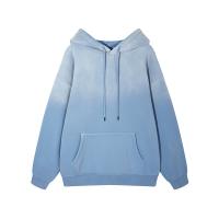 China High Quality Unisex Acid Washed Sweatshirts Custom Logo Hooded Pullover Gradual Change Color 100% Cotton Solid Print Men Hoodies for sale