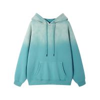China High Quality Unisex Acid Washed Sweatshirts Custom Logo Hooded Pullover Gradual Change Color 100% Cotton Solid Print Men Hoodies for sale