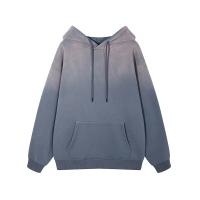 China High Quality Unisex Acid Washed Sweatshirts Custom Logo Hooded Pullover Gradual Change Color 100% Cotton Solid Print Men Hoodies for sale