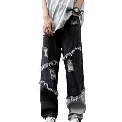 China OEM/ODM Men'S Designer Pants Straight Slim Fit Printed Stacked Jeans Skinny Denim Pants Ripped Jeans for Men for sale