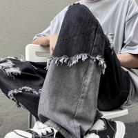 China OEM/ODM Men'S Designer Pants Straight Slim Fit Printed Stacked Jeans Skinny Denim Pants Ripped Jeans for Men for sale