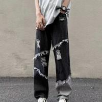 China OEM/ODM Men'S Designer Pants Straight Slim Fit Printed Stacked Jeans Skinny Denim Pants Ripped Jeans for Men for sale