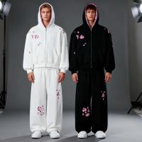 China Manufacturer Custom High Quality Cotton Plus Size Hip Hop Sweatsuit for Men Autumn Long Printed Streetwear Tracksuit Leopard Set for sale