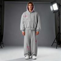 China Manufacturer Custom High Quality Cotton Plus Size Hip Hop Sweatsuit for Men Autumn Long Printed Streetwear Tracksuit Leopard Set for sale