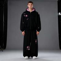China Manufacturer Custom High Quality Cotton Plus Size Hip Hop Sweatsuit for Men Autumn Long Printed Streetwear Tracksuit Leopard Set for sale