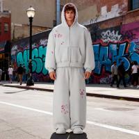 China Manufacturer Custom High Quality Cotton Plus Size Hip Hop Sweatsuit for Men Autumn Long Printed Streetwear Tracksuit Leopard Set for sale