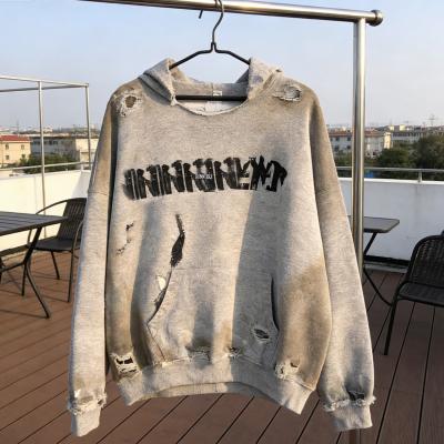 China Tiktok Hot Selling High Quality Vintage Acid Wash Sun Faded Hoodie Blank Print Top Custom Cropped Pullover Oversized Hoodie Men for sale