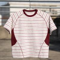 China Men's Oversized Sporty 100% Cotton Cross Stripe Tshirt Custom Short Sleeved Streetwear T-shirt with Pattern Contrasting Color for sale