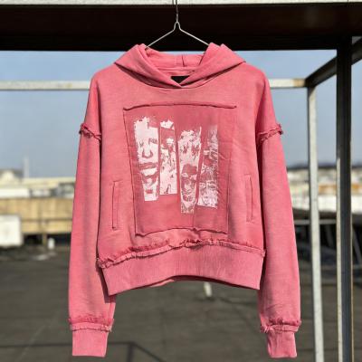China Clothing Manufacturer Custom Heavyweight Oversized Streetwear Men's Hoodie Printed Embroidered 100%cotton Side Pocket Sweatshirt for sale