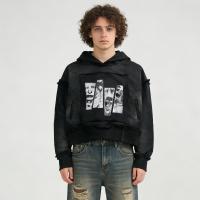 China Clothing Manufacturer Custom Heavyweight Oversized Streetwear Men's Hoodie Printed Embroidered 100%cotton Side Pocket Sweatshirt for sale