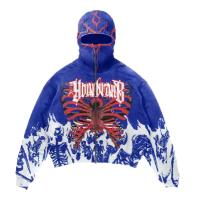 China Street Wear Men'S Mask Hoodie Printed Acid Wash Zip up Sweatshirt for Men Hoodies Unisex High Quality Anti-Shrink for sale