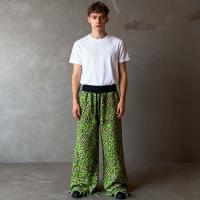 China Oem/odm Custom Leopard Print logo Wide Straight Leg Oversized Baggy Mens Sweatpants 100% Cotton Retro Sweat Autumn Flared Pants for sale