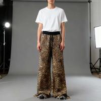 China Oem/odm Custom Leopard Print logo Wide Straight Leg Oversized Baggy Mens Sweatpants 100% Cotton Retro Sweat Autumn Flared Pants for sale