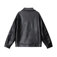 China Custom Logo High Quality Disk-Button Lapel Long Sleeve Men'S Jacket Streetwear  Fashionable Casual Leather Coat for Men for sale