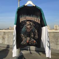 China Manufacturer Custom Heavyweight Streetwear Rhinestone Y2k Vintage Wrinkle Resistant Tshirt Double Layer Long Sleeve T-Shirt Men for sale