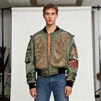 China Custom American Bomber Pilot Suit Motorcycle Fleece Winter Thick Windbreak Embroidery Zip up Varsity Oversized Jacket for Men for sale