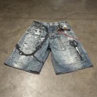 China Custom Summer Casual Baggy Denim Zipper Pants Breathable Y2K DGT Printed Embroidery Hip Hop 3D Print Jeans Shorts for Men for sale