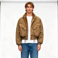 China 2026 Trendy Custom High Quality Winter Streetwear Vintage American Style Fur Zip up Outdoor Jogger Varsity Casual Men Jacket for sale