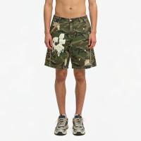 China OEM ODM Custom Camouflage High Quality Streetwear Crystal Rhinestone Camo Zipper Button Summer Patch Denim Cargo Shorts Men for sale
