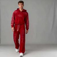 China Clothing Manufacturers Custom 100%cotton Rhinestone SweatSuit Flared Sweatpants and Hoodie Sets Design Long Streetwear Tracksuit for sale