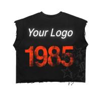 China 2025 Hot Sale T-shirt Tank Top Men 2 Piece Set Acid Wash T-shirt and Short Sets for Men Sleeveless Raw Hem Mens Sets for sale