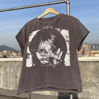 China Custom Vintage Acid Wash Oversized Baggy Boxy Fit Cartoon Streetwear T-shirt Summer Us Size Rib Knit Tee Seamless Printed Tshirt for sale
