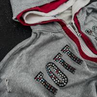 China Custom Oversized Cropped Three Triple Layers Printed Rhinestones Heavyweight Hoodie Men Streetwear Zip up Cotton Men'S Hoodie for sale