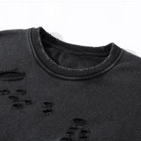 China Factory Wholesale Distressed Sweats Hoodie Custom Vintage Cotton Acid Wash Crew Neck Men'S  Ripped Raw Hem Sweatshirt for Men for sale