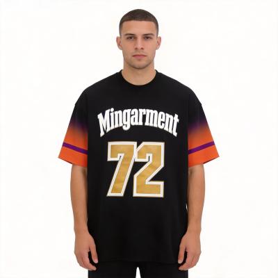 China Low Price Custom Number Polyester Printed Jersey T-shirt Men's Oversized Drop Shoulder Street Summer Football Jersey for sale