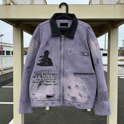 China OEM ODM Garment Vintage Washed Faded Carpenter Detroit Zipper Jacket Men Custom Outdoor Canvas Autumn Denim Coats High Quality for sale