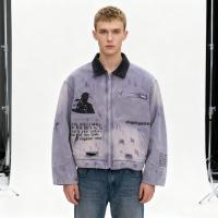 China OEM ODM Garment Vintage Washed Faded Carpenter Detroit Zipper Jacket Men Custom Outdoor Canvas Autumn Denim Coats High Quality for sale