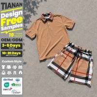 China Tianan Clothing Manufacturer Custom Brand Men s Sets Summer Casual Plaid Shorts High Quality Outdoor Polo Shirts and Shorts Sets for sale