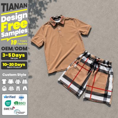 China Tianan Clothing Manufacturer Custom Brand Men s Sets Summer Casual Plaid Shorts High Quality Outdoor Polo Shirts and Shorts Sets for sale