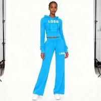 China Custom logo High Quality Knit Autumn Winter Fashion Women's Hoodies Pants Sets Joggers Sweatsuit Long Sleeve Tracksuit for Women for sale