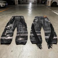 China Custom Baggy Pants Men Cat Whiskers Luxury Brand Jeans Design Y2k Wide Leg Distressed Streetwear Ripped Hiphop Denim Faded Punk for sale