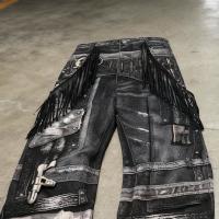 China Custom Baggy Pants Men Cat Whiskers Luxury Brand Jeans Design Y2k Wide Leg Distressed Streetwear Ripped Hiphop Denim Faded Punk for sale