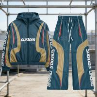 China Manufacturers Custom Fashion Streetwear Waterproof Windbreaker Sweatsuit Lightweight Tracksuit Printed Nylon Jogger Outfit Sets for sale