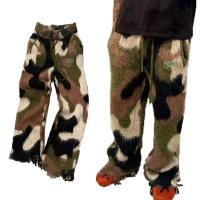China Custom Streetwear Men'S Mohair Wool Flare Pants Winter Unisex Print Drawstring Fluffy Knit Track Camo Cargo Sweatpants for Men for sale