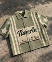 China Tianan Hot Supplier Brand Custom Casual Knit Jacquard Vintage Streetwear Men's Oversized Cotton Shirt for sale