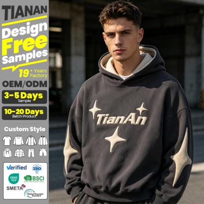 China OEM Clothing Manufacturer Custom Brand Puff Hoodie High Quality Oversize Street Casual Puff Print Pullover Hoodie for Men for sale