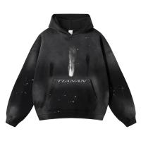China Dongguan Factory Custom Men'S Hoodies High Quality White Ink Printing Spray Acid Washed Cotton Clothes Oversized Unisex Hoodie for sale