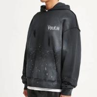 China Dongguan Factory Custom Men'S Hoodies High Quality White Ink Printing Spray Acid Washed Cotton Clothes Oversized Unisex Hoodie for sale
