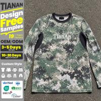 China TianAn OEM Custom Camo Long Sleeve T Shirt Men Streetwear Digital Print Waffle Fabric High Quality Oversize Shirt Manufacturer for sale