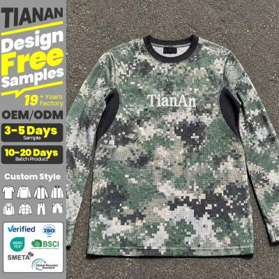 China TianAn OEM Custom Camo Long Sleeve T Shirt Men Streetwear Digital Print Waffle Fabric High Quality Oversize Shirt Manufacturer for sale