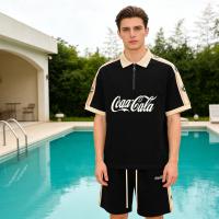 China Wholesale Men's Casual Polo Set  HALF ZIP up Printed Tshirt and Shorts Two Piece Sets for Men Jogger Summer Outfit Tracksuit for sale
