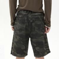 China Hip Hop Fashion Oversized Camouflage Camo Denim Jeans Shorts for Men Manufacturer Custom Distressed Flared Summer Baggy Short for sale