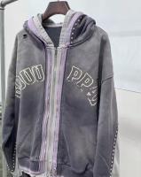 China Custom Heavyweight Oversized Y2k Blank Hoodies High Quality Cropped Double Triple Layer Distressed Zip up Hoodie Men Streetwear for sale
