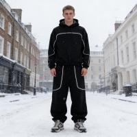 China Hot Supplier OEM Custom High Quality Outdoor Reflective Printing Cotton Streetwear Tracksuit Jogger Sports Plus Size Set for sale